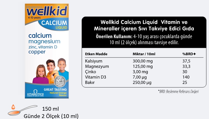 Vitabiotics Wellkid Calcium Liquid Takviye Edici Gıda 150 ml ...